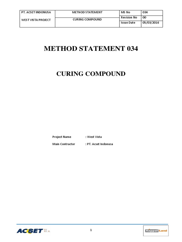 Method 034 Metode Pekerjaan Curing Compound | PDF