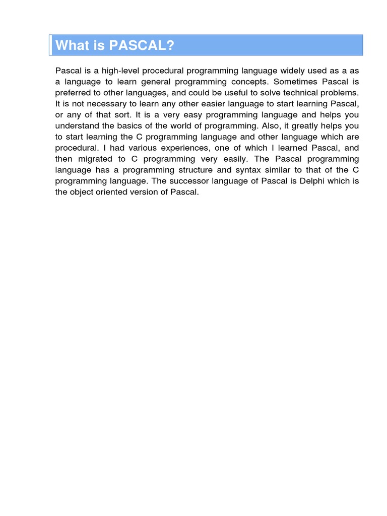 What Is Pascal | PDF | Art | Computers