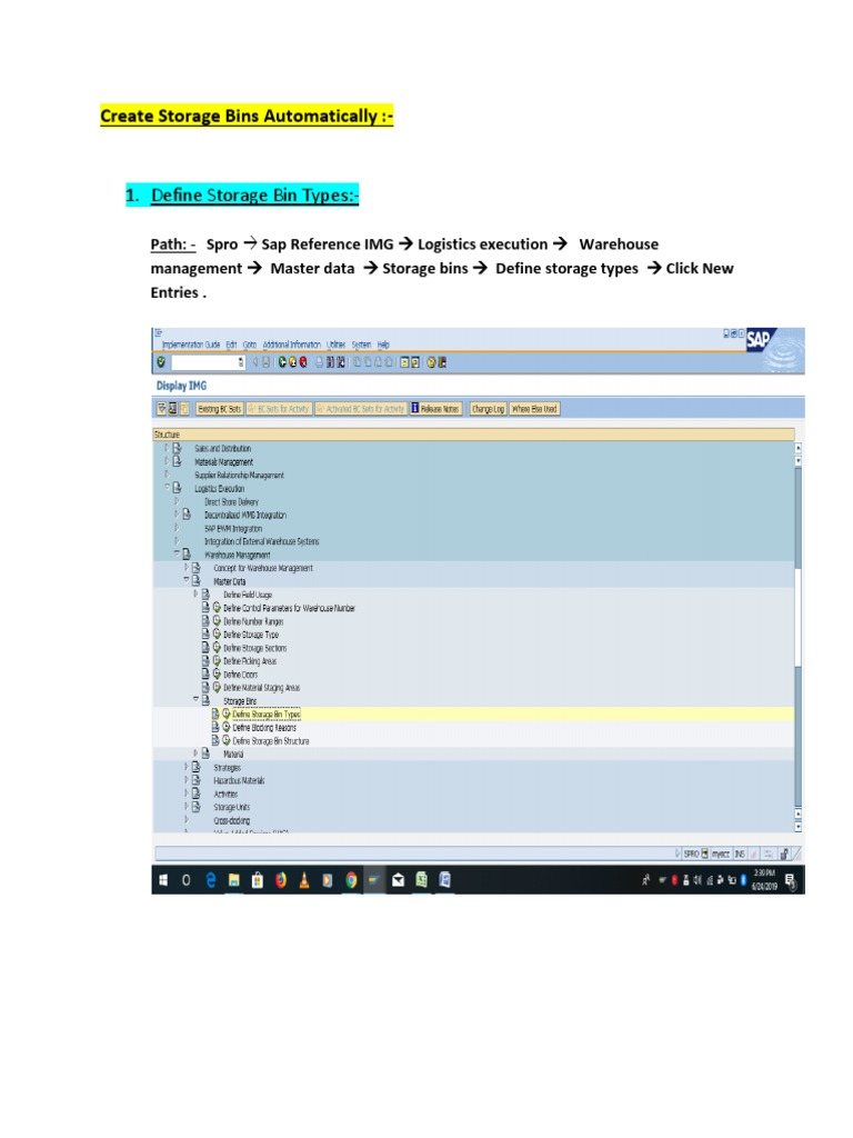 Define Storage Bin Types:-: Create Storage Bins Automatically | PDF