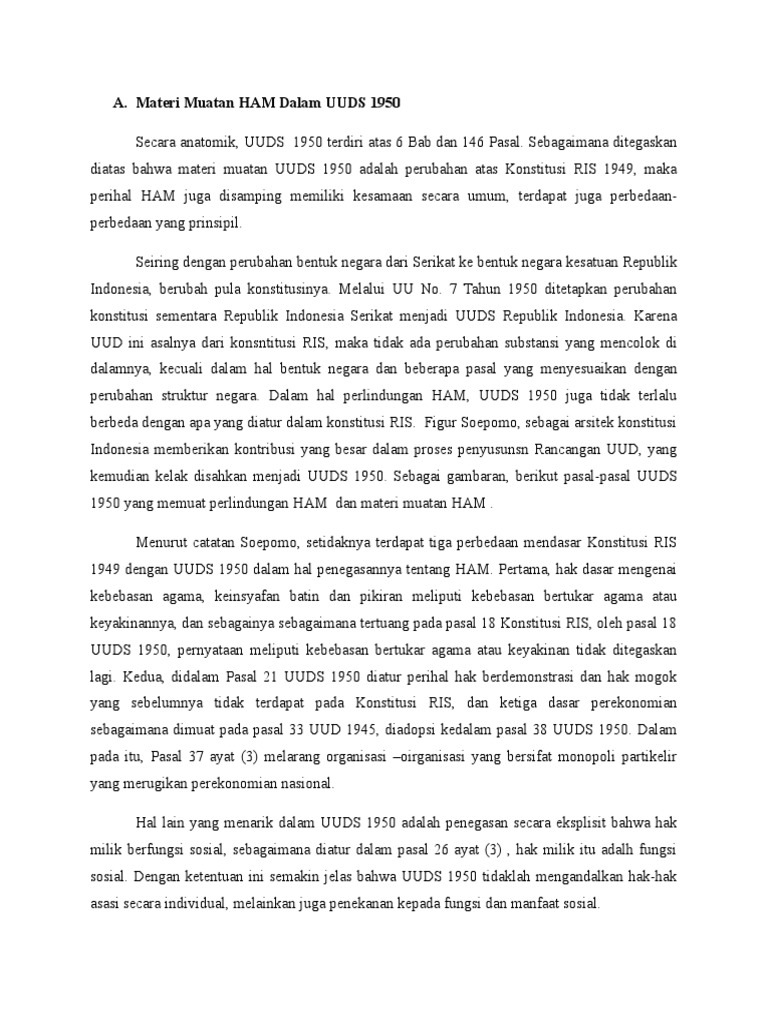 Materi Muatan HAM Dalam UUDS 1950 | PDF | Politik | Ilmu Sosial