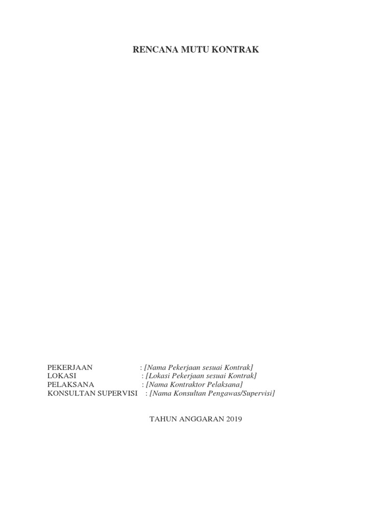 Rencana Mutu Kontrak | PDF