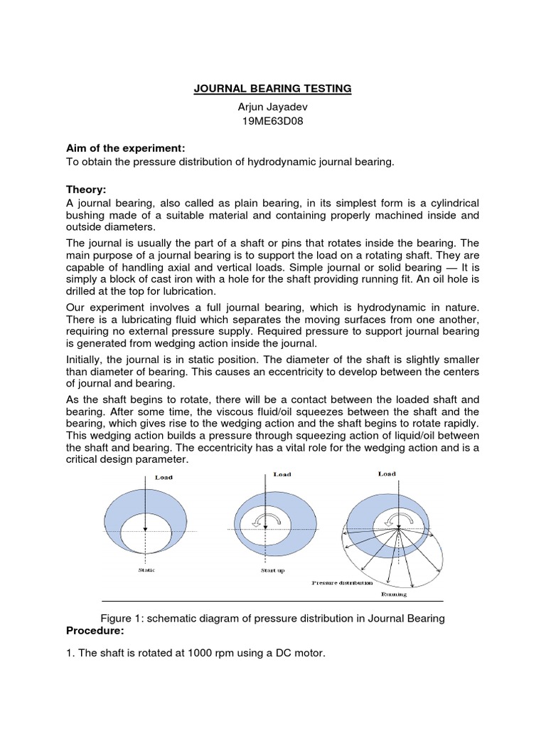 Journal Bearing Experiment | PDF | Bearing (Mechanical) | Mechanical ...