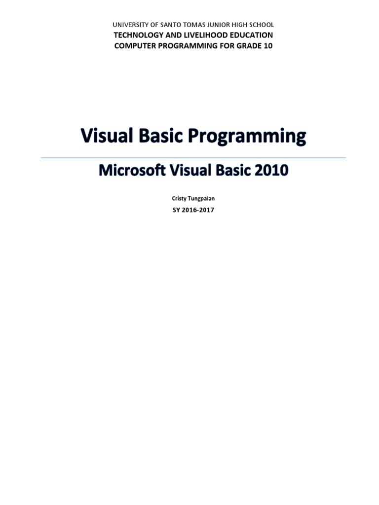 Visual Basic Programming Handouts-Part1 | PDF | Computer Program ...