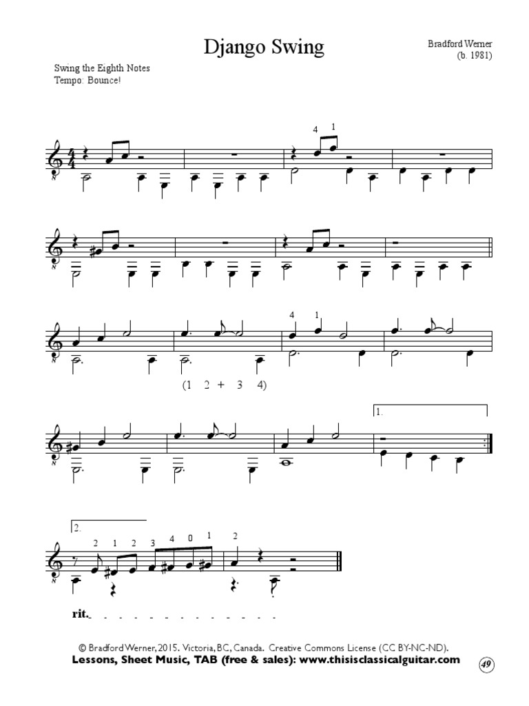 Django Swing: Swing The Eighth Notes Tempo: Bounce! | PDF