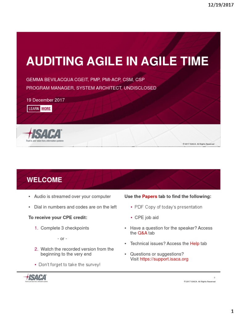 Auditing Agile in Agile Time Presentation - Handout Slides | PDF ...