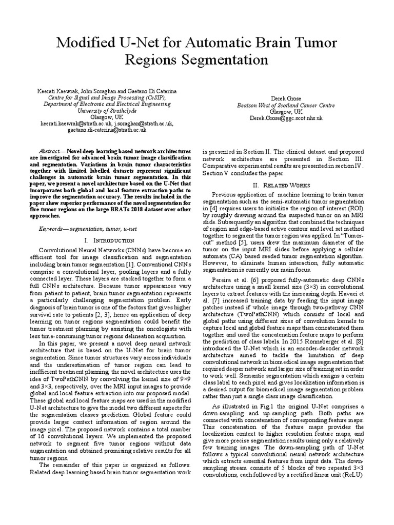 Kaewrak Etal Eusipco 2019 Modified U Net Automatic Brain Tumor Regions Segmentation | PDF ...