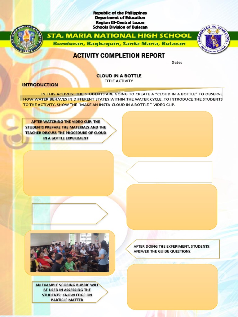 Activity Completion Report - CLOUD in A BOTTLE | Download Free PDF | Educational Psychology ...