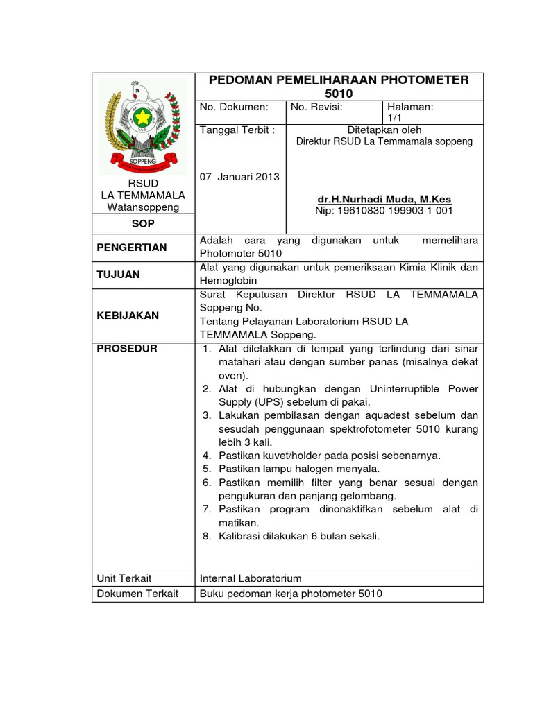 8 Pedoman Pemeliharaan Photometer 5010 | PDF