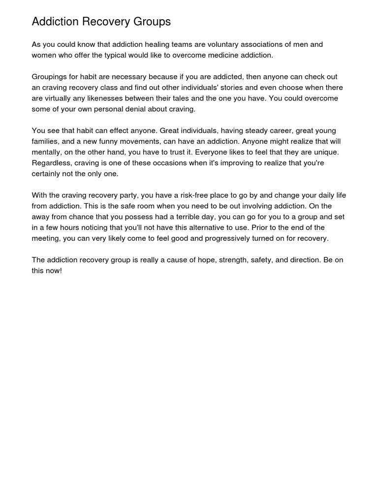 Benefits of Addiction Recovery Groups | PDF