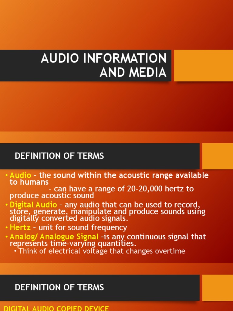 Audio Information and Media | PDF | Sound Recording And Reproduction ...