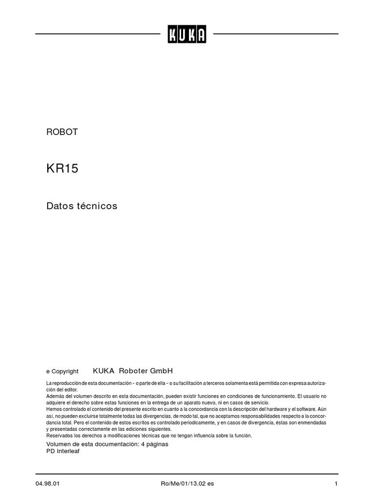KR15 | Descargar gratis PDF | Robot | Robótica