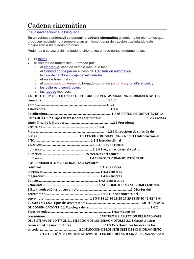 Cadena Cinemática en Vehículos Automóviles | PDF | Transmisión ...