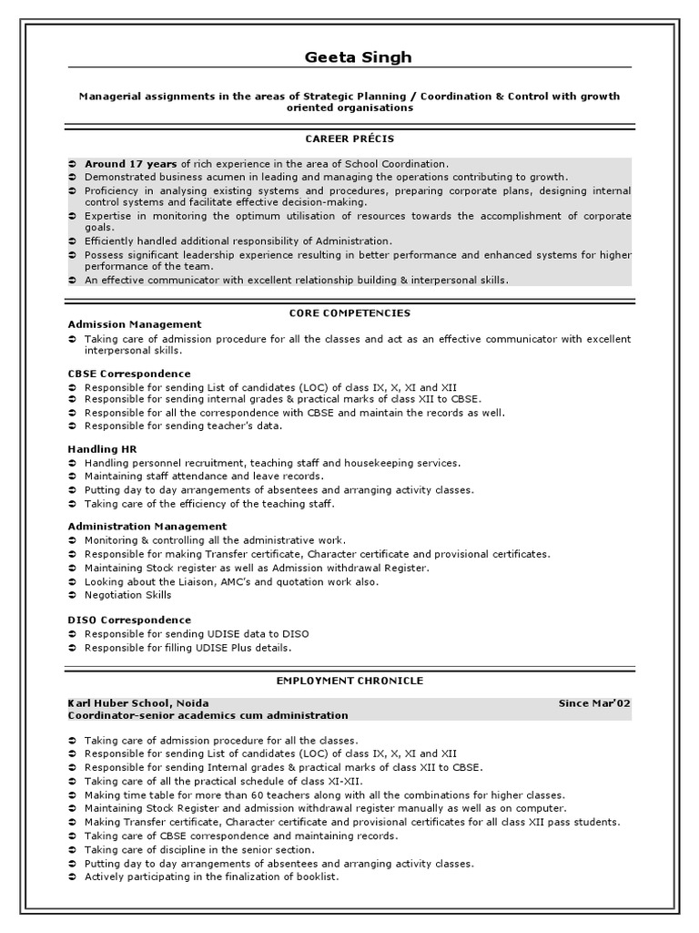Geeta Resume | Download Free PDF | Employment | Teachers