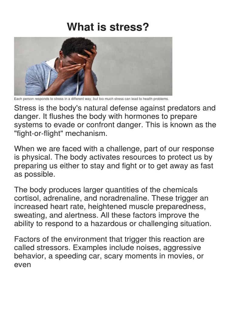 What Is Stress?: Each Person Responds To Stress in A Different Way, But ...