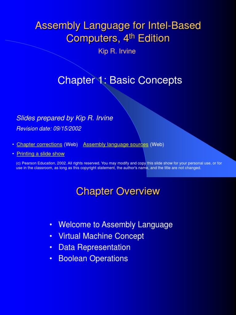 Assembly Language For Intel-Based Computers, 4 Edition: Chapter 1 ...