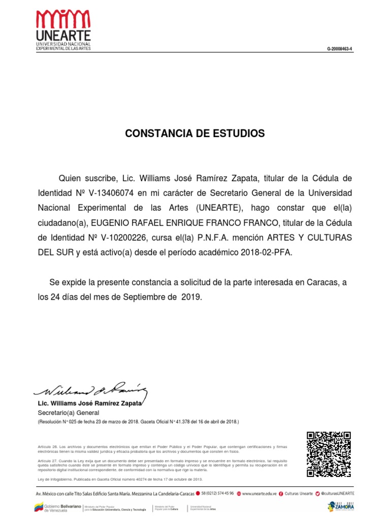 Constancia de Estudios Postgrado | PDF