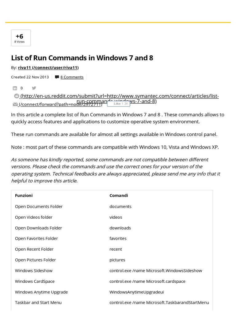 List of Run Commands in Windows 7 and 8 - Symantec Connect Community ...