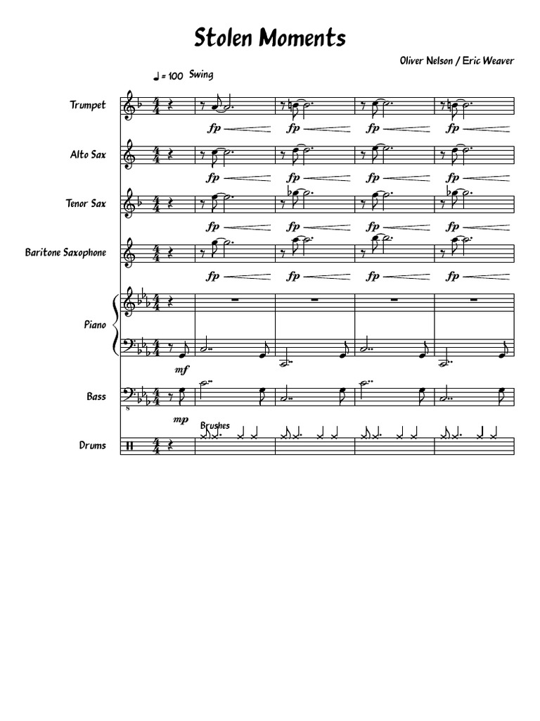 Stolen Moments Score - Parts | PDF | Tenor Saxophone | Saxophone