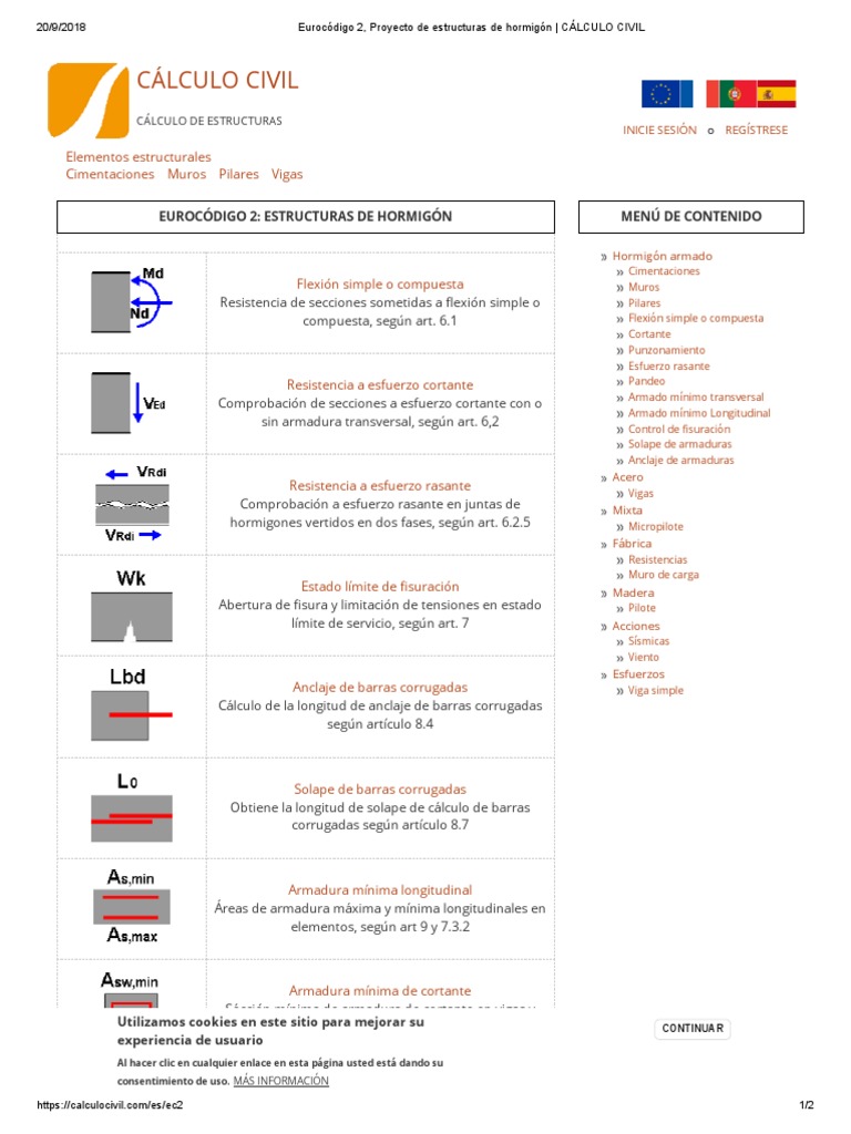 Cálculo Civil: Eurocódigo 2: Estructuras de Hormigón Menú de Contenido ...