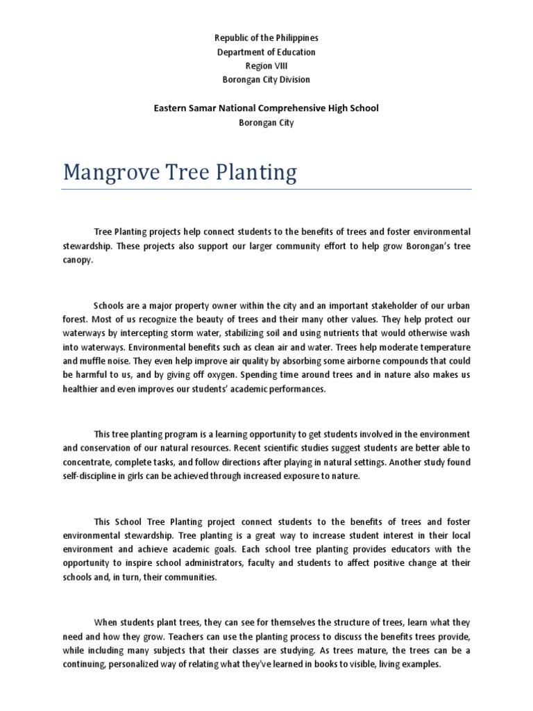 Mangrove Tree Planting: Eastern Samar National Comprehensive High ...