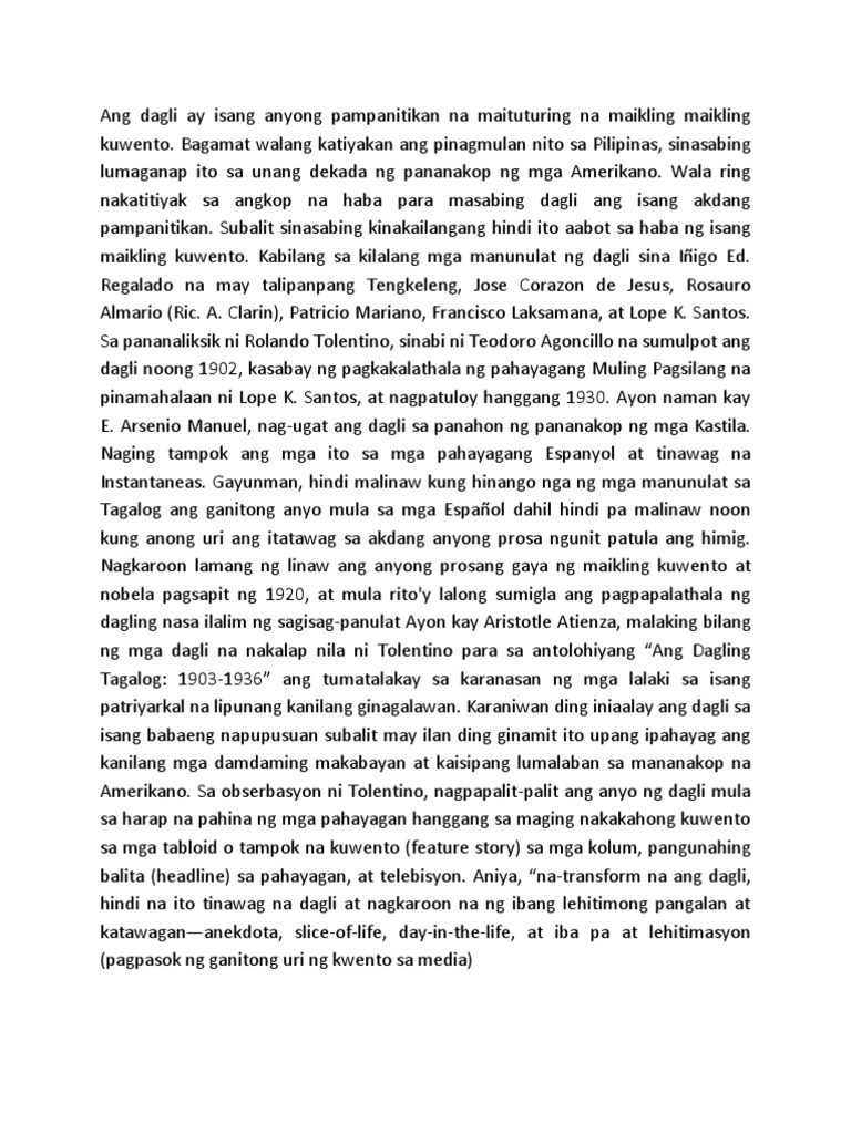 Ano Nga Ba Ang Dagli? | PDF