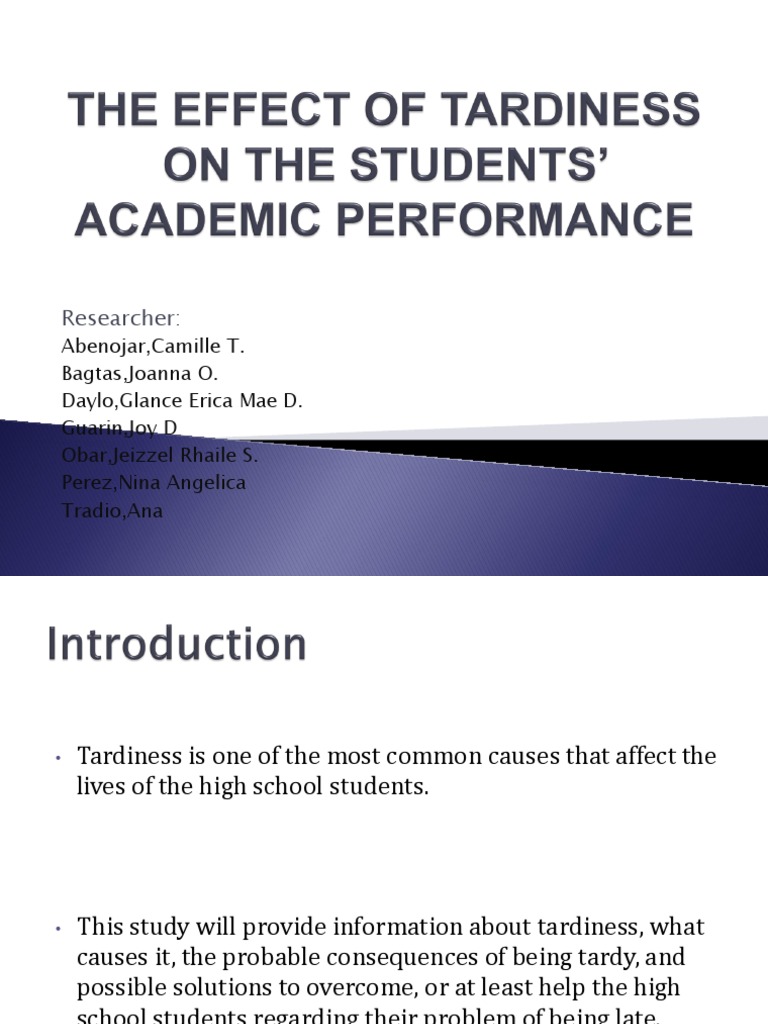 The Effect of Tardiness On The Students' | PDF | Behavioural Sciences ...