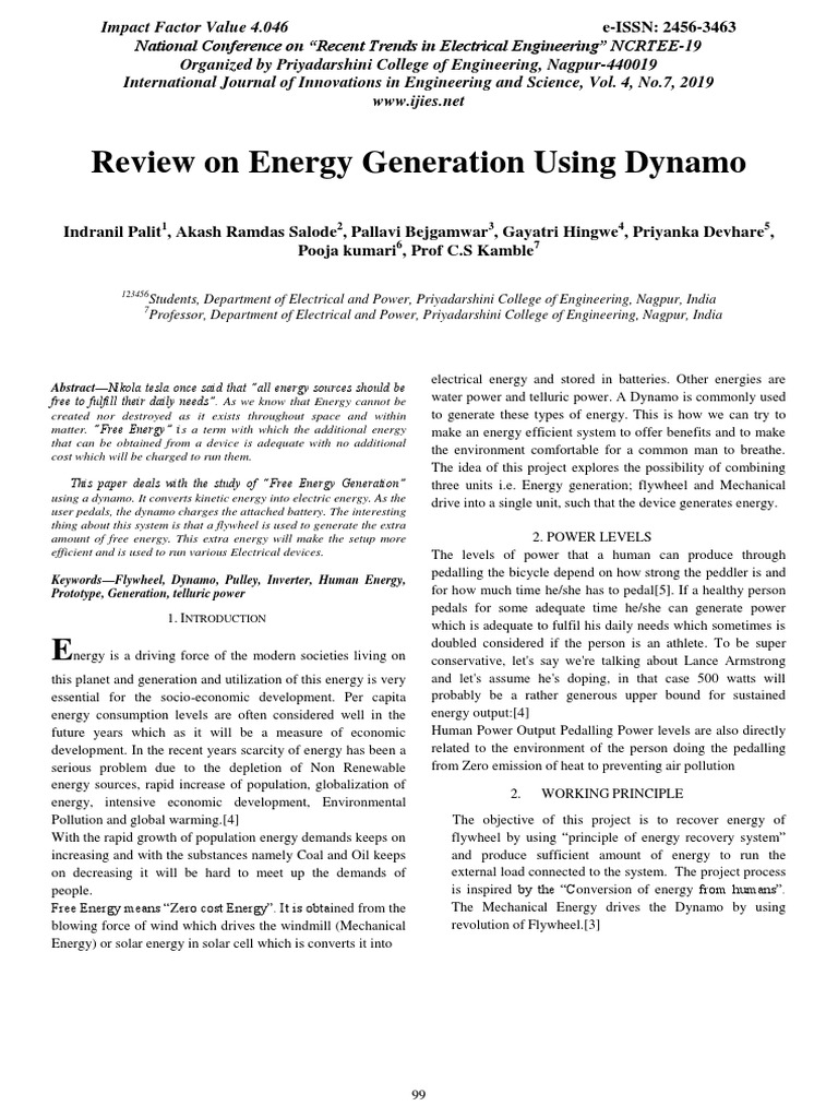 Energy Generation Using Dynamo | PDF | Electric Generator | Operational ...