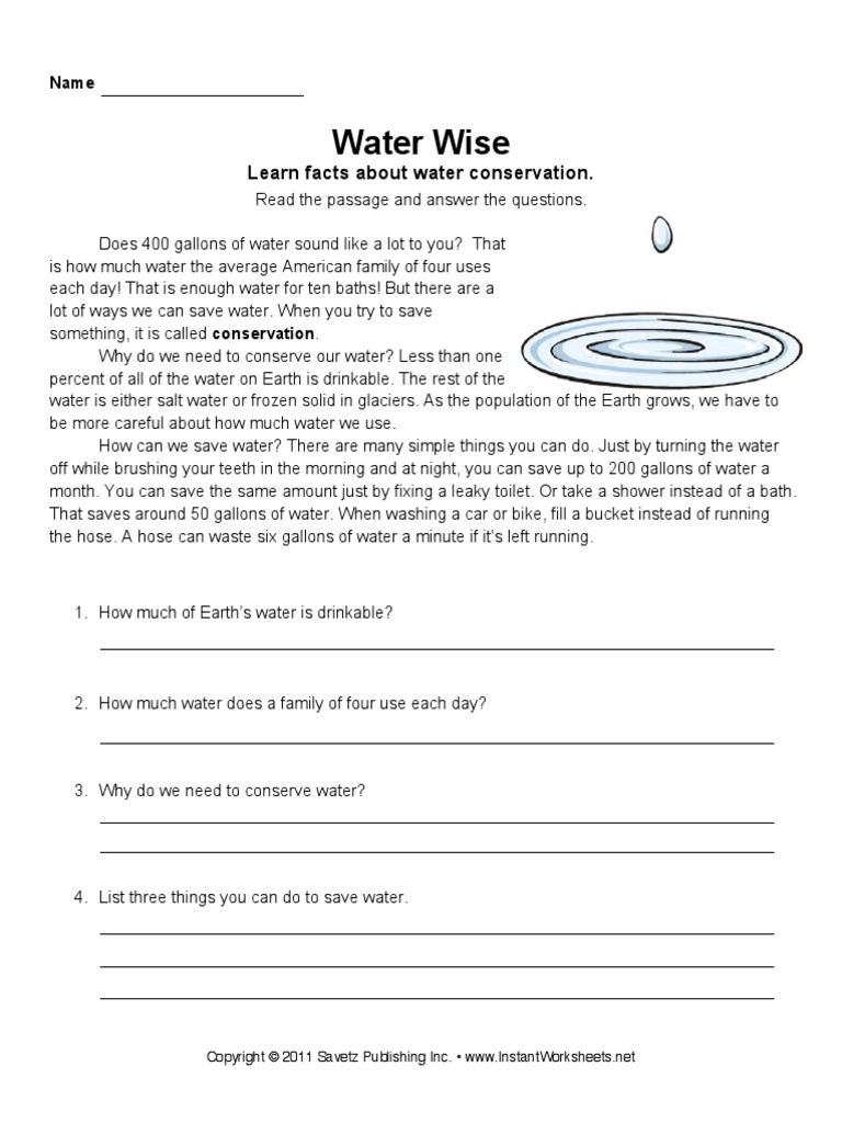 Water Conservation Comprehension | PDF