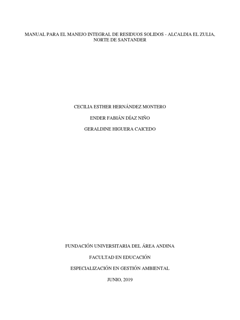 Manual Pgirs El Zulia | PDF | Residuos | Gestión de residuos