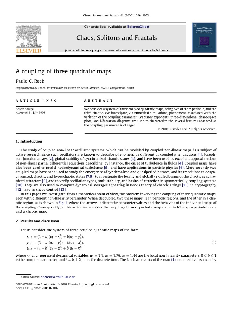 A Coupling of Three Quadratic Maps | PDF | Chaos Theory | Attractor