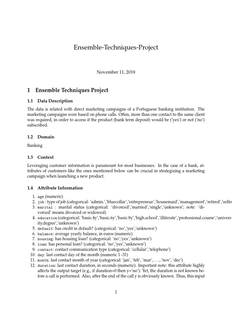 Ensemble Techniques for Banking Data Analysis | PDF | Accuracy And ...