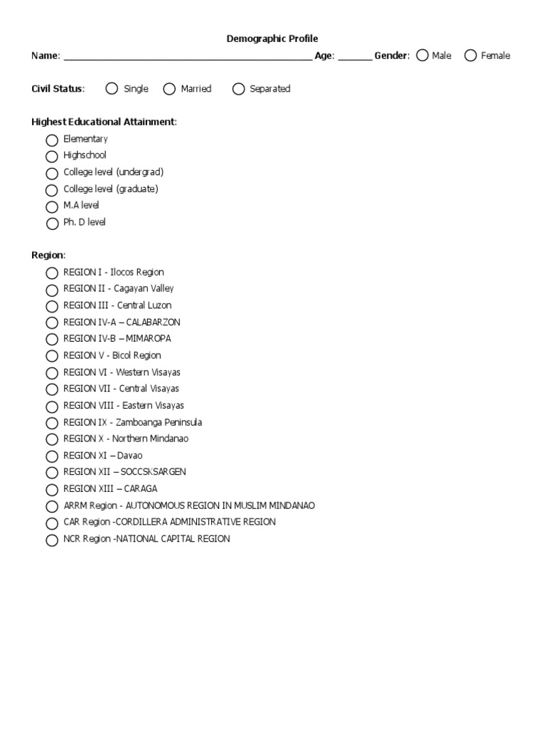 Demographic Profile Template | PDF