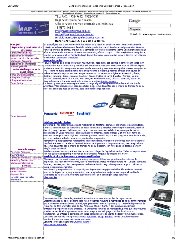 Servicio Técnico Centrales Panasonic | PDF | Fax | Central telefónica