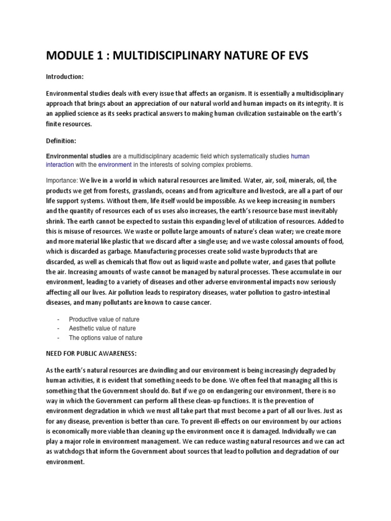 Evs For Bba Notes | PDF | Mining | Ecosystem