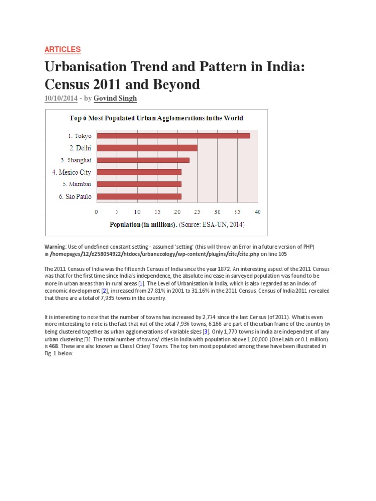 Urbanisation Trend in India | PDF | Urban Area | Urbanization