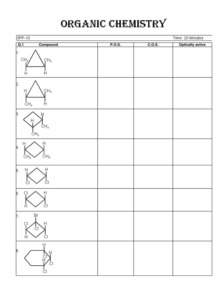 Isomerism Worksheet | PDF | Isomer | Chirality (Chemistry)