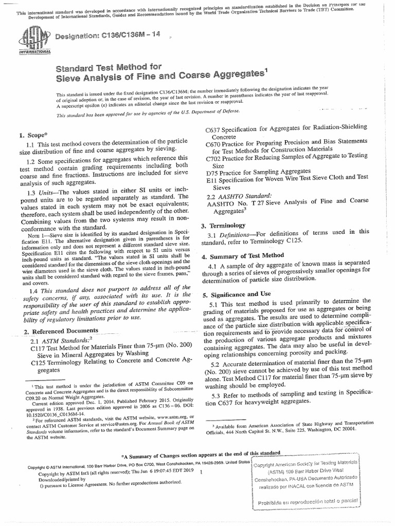 Astm C136-14 | PDF