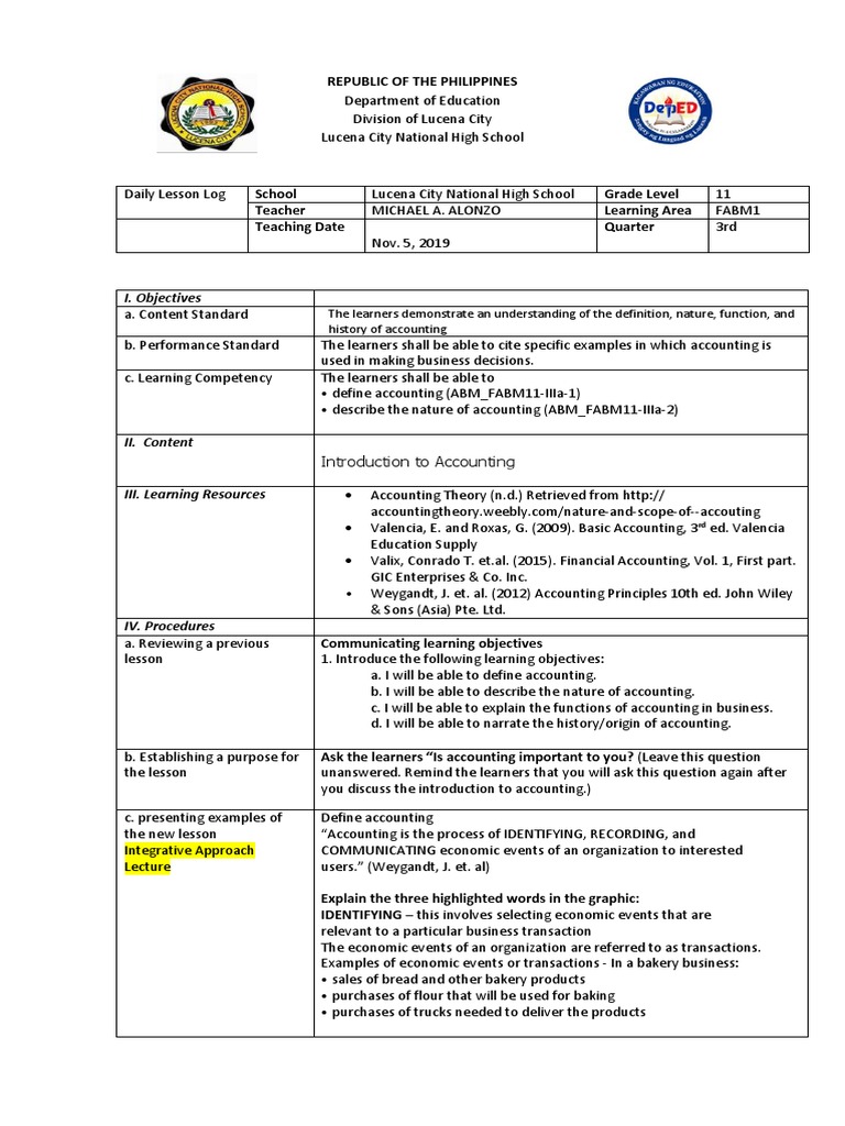 FABM DLP Nov5 | PDF | Accounting | Concept