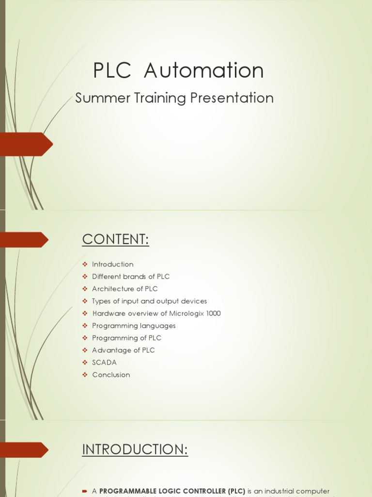 Training Viva PPT 4 Yr | PDF | Programmable Logic Controller | Scada