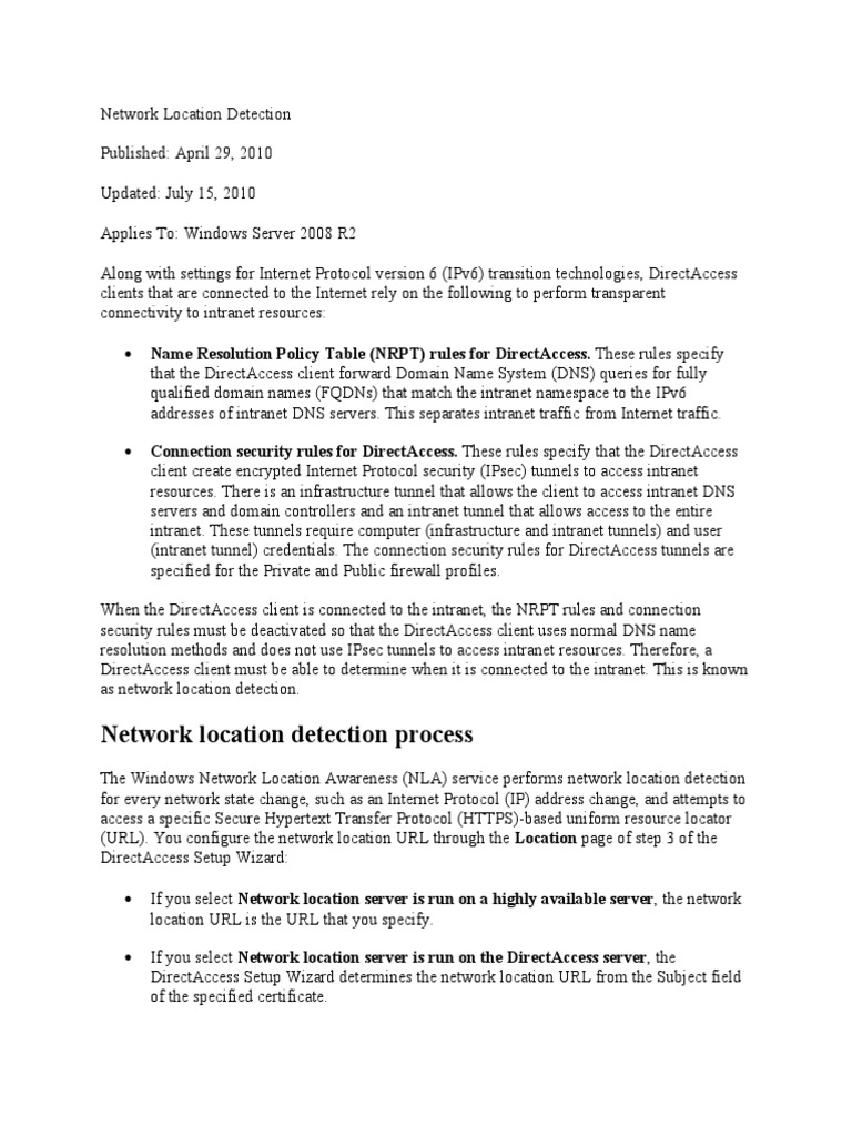 Network Location Detection Process | PDF | Computer Network | Domain Name System