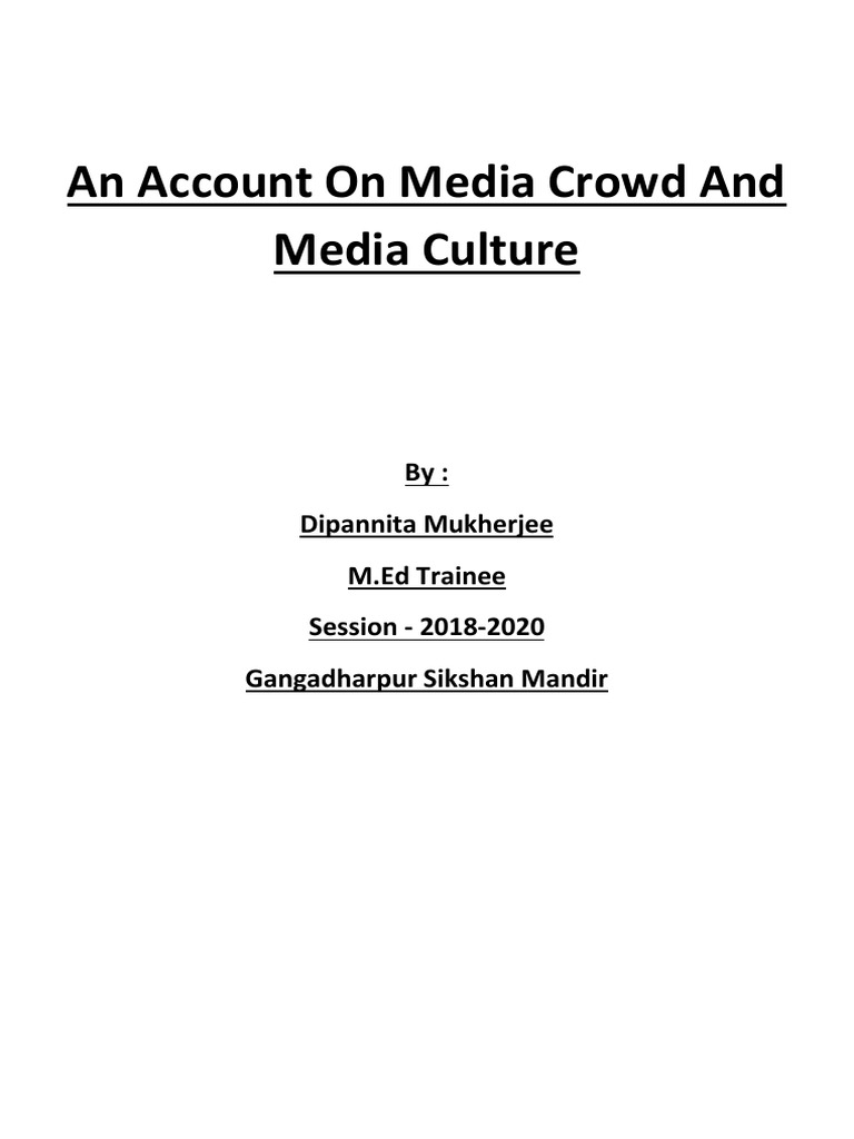 Media Crowd and Culture Explained | PDF | Public Sphere | Cognition