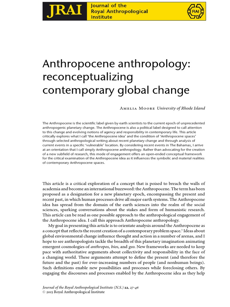 Anthropocene Anthropology | PDF | Anthropocene | Geologic Time Scale