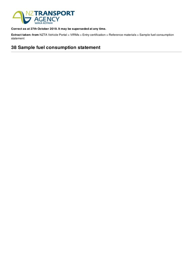 Sample Fuel Consumption Statement | PDF