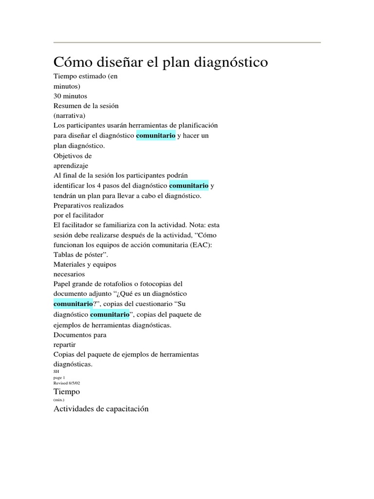Como Diseñar El Plan Diagnóstico | PDF | Cuestionario | Cognición