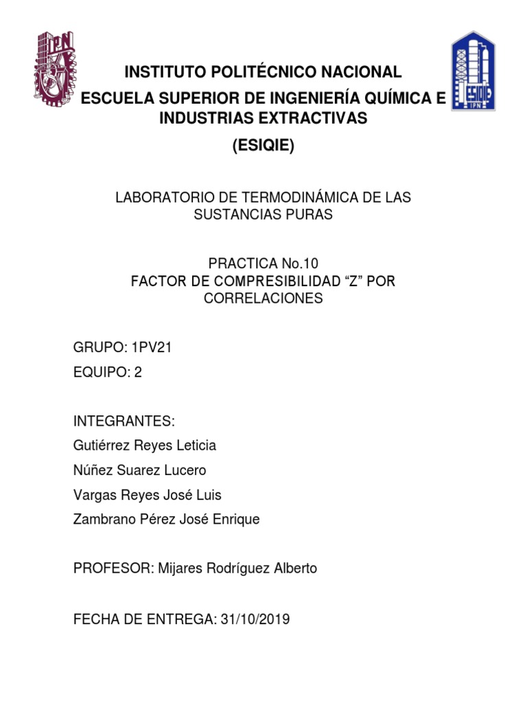 Practica 10 Termodinamica De Las Sustancias Puras Pdf Mecánica