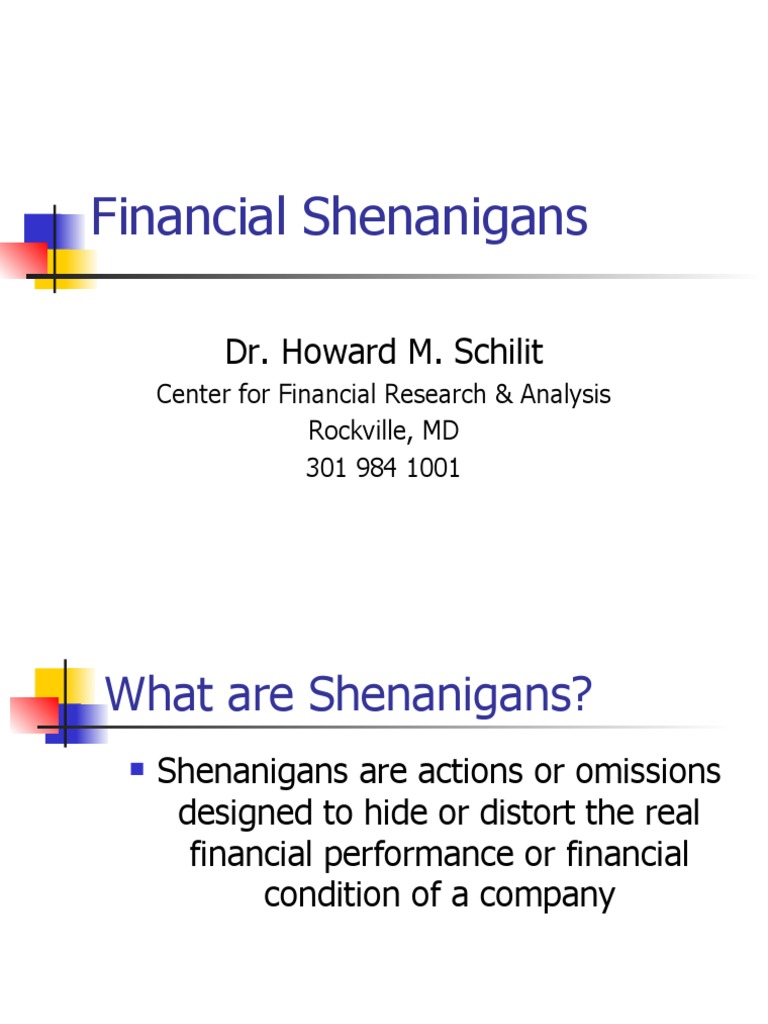 Financial Shenanigans: Dr. Howard M. Schilit | PDF | Revenue | Expense