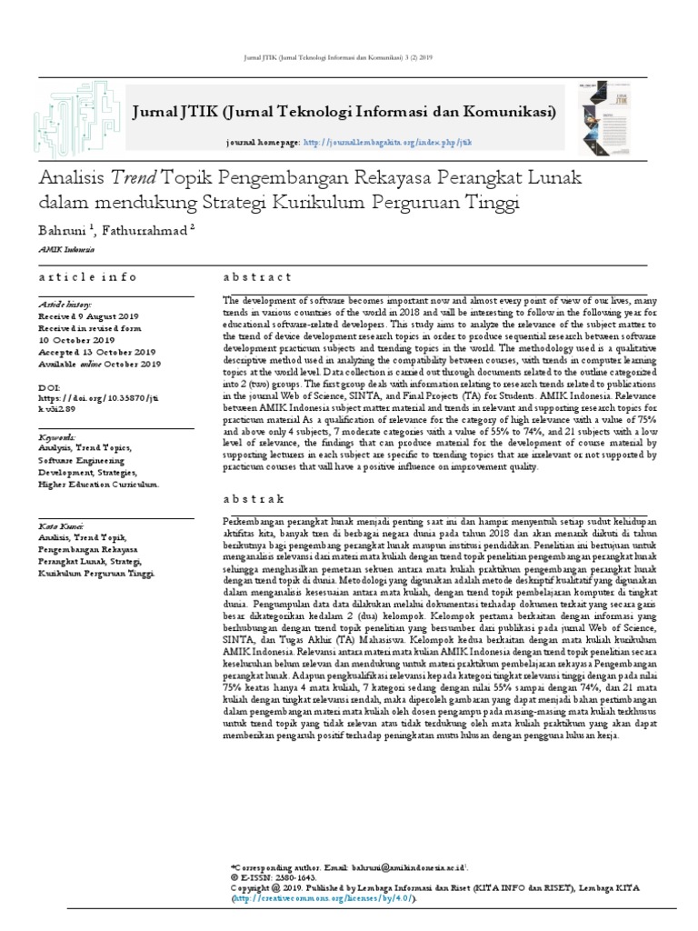 Analisis Trend Topik Pengembangan Rekayasa Perangkat Lunak Dalam