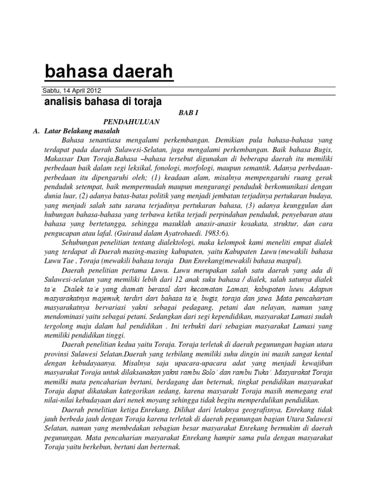 Apa Itu Bahasa Toraja | PDF