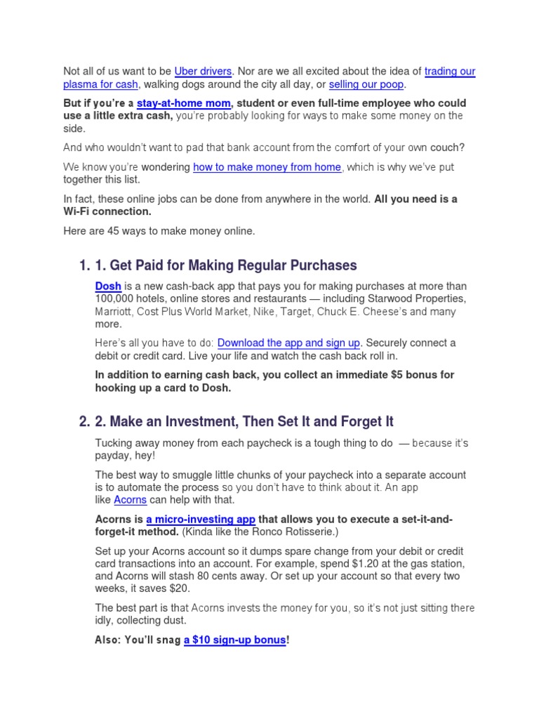 45 Ways To Make Money | PDF | Gift Card | Retail