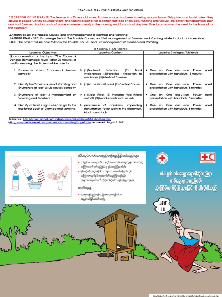 Teaching Plan Sample | PDF | Vomiting | Diarrhea